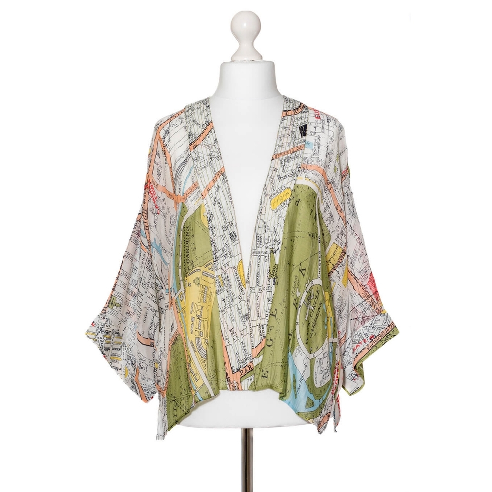 One Hundred Stars London Map Kimono Top One - Gem